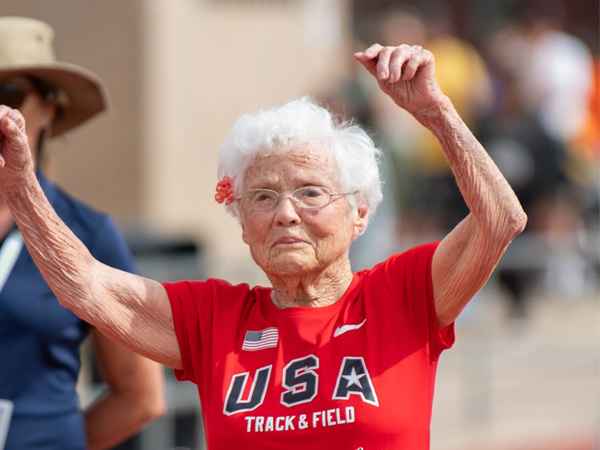 105-year-old Julia 'Hurricane' Hawkins sets world record for her age ...