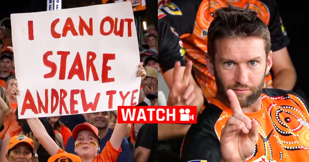 WATCH: Young fan challenges Andrew Tye for a stare-down challenge ...