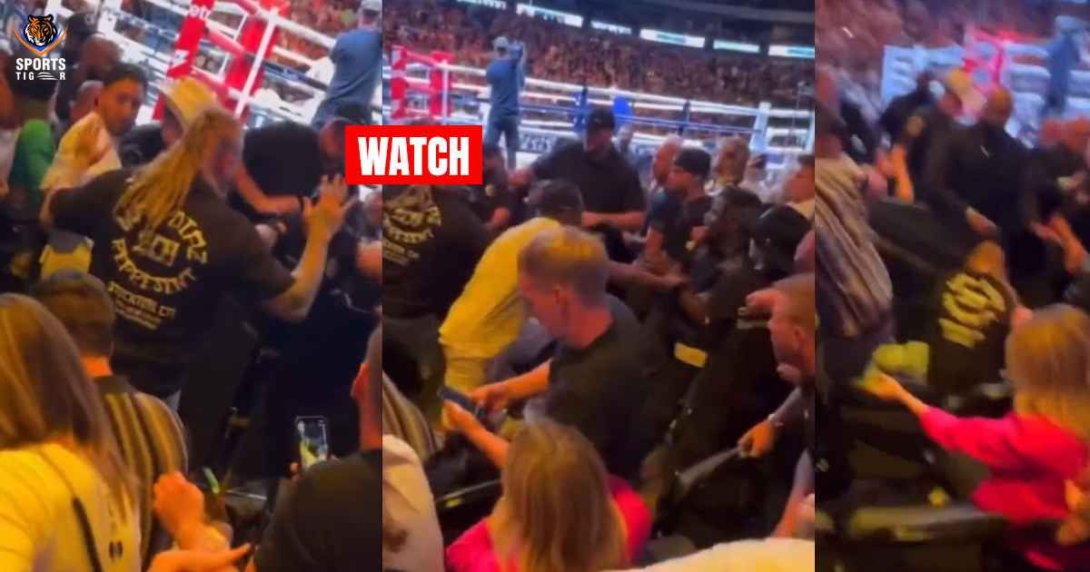 Chaos erupts during Jake Paul vs Nate Diaz fight as Logan Paul and fans ...
