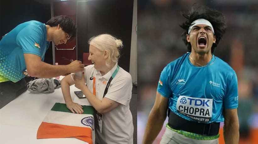 Hungarian fan asks for an autograph from Neeraj Chopra on Indian tricolour; latter’s reaction ...