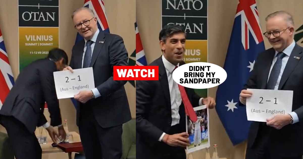 WATCH: Australian PM shows Ashes 2023 scoreline '2-1'; UK PM Rishi ...